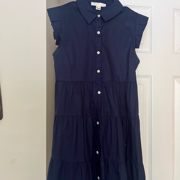 Monteau | Dresses | Monteau Dark Blue Dress With Ruffle Sleeves | Poshmark